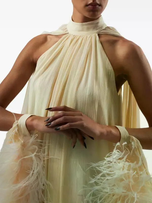 TALLER MARMO Eterea Feather-trim Gown