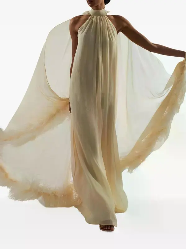 TALLER MARMO Eterea Feather-trim Gown