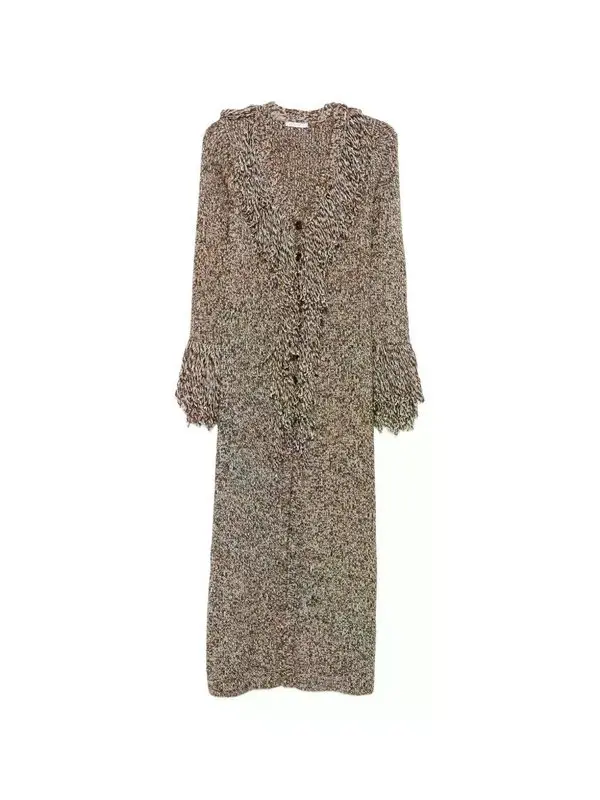 Patrizia Pepe Fringed Chiné-knit Cardigan - Brown