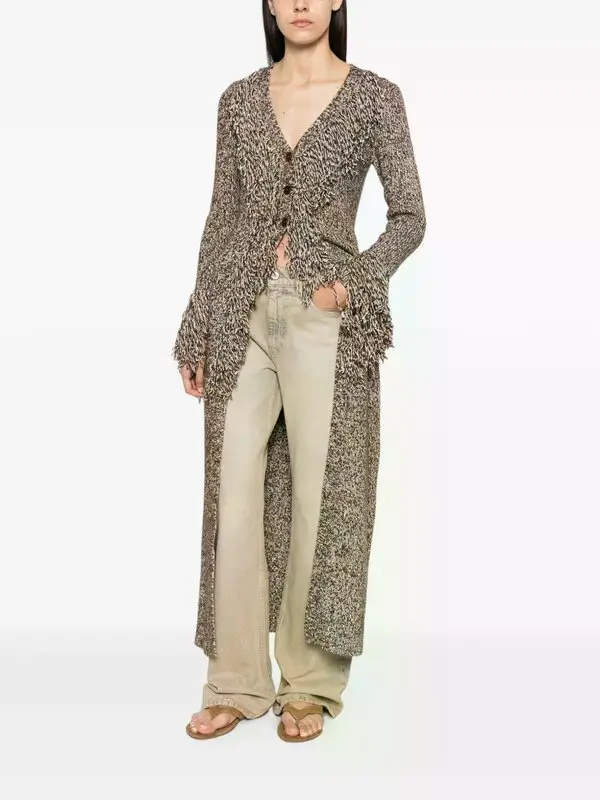 Patrizia Pepe Fringed Chiné-knit Cardigan
