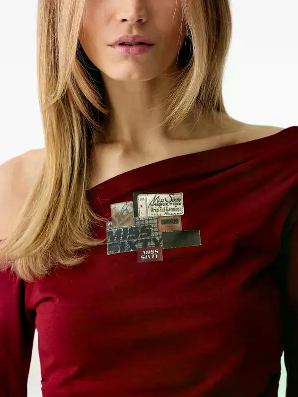 Miss Sixty Logo-patch Off-shoulder T-shirt