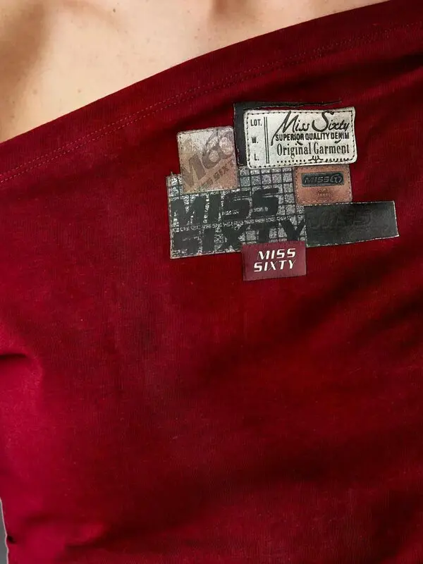 Miss Sixty Logo-patch Off-shoulder T-shirt