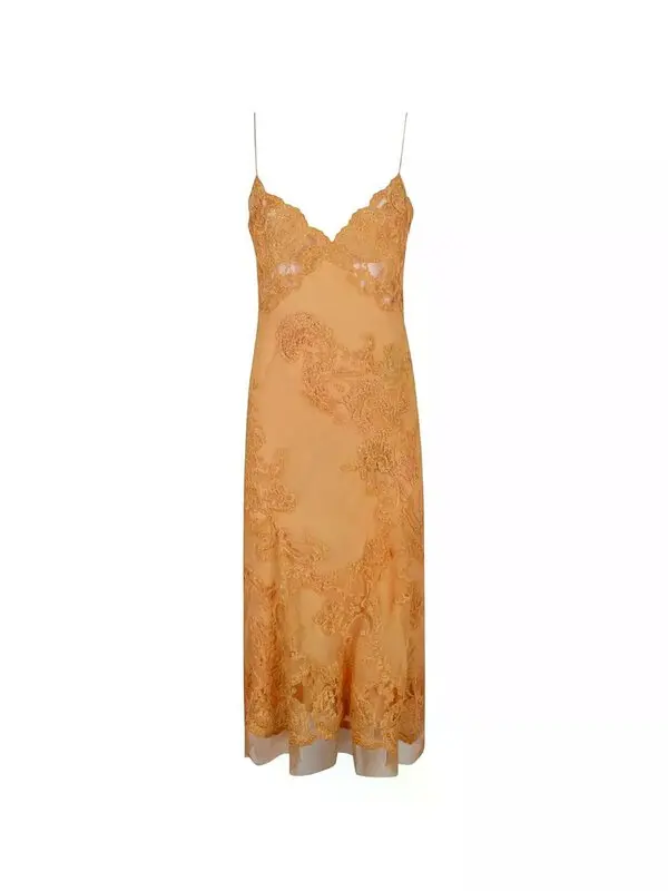 Ermanno Scervino Lace-appliqué Slip Dress - Orange