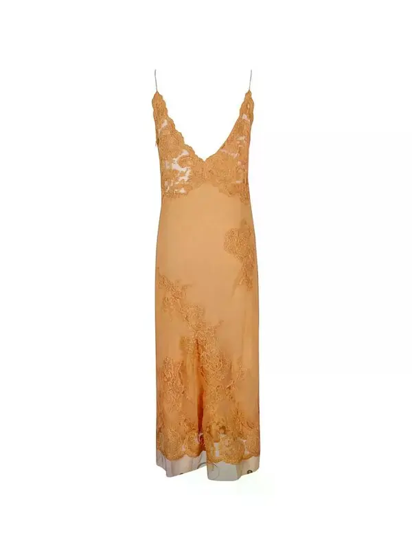 Ermanno Scervino Lace Appliqué Midi Slip Dress
