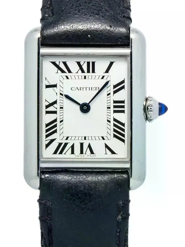Cartier Tank Must 29.5mm Watch With Dial And Black Leather Strap