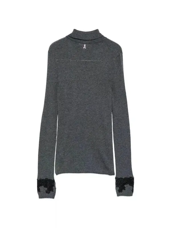 Patrizia Pepe Lace-trim Turtleneck Knit - Grey