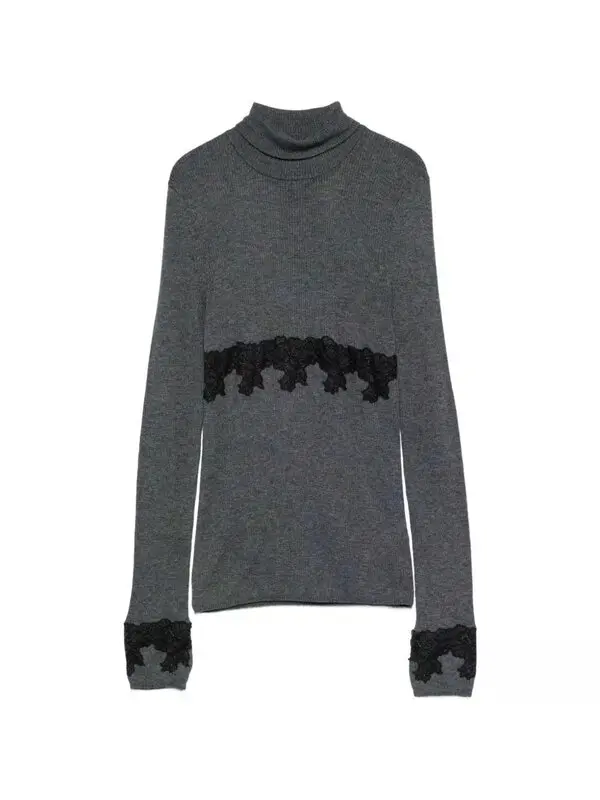 Patrizia Pepe Lace-trim Turtleneck Knit