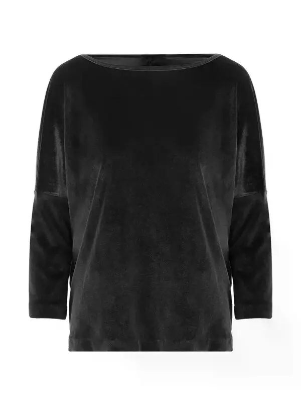 F.IT Velvet-effect Dropped-shoulder Sweater - Black