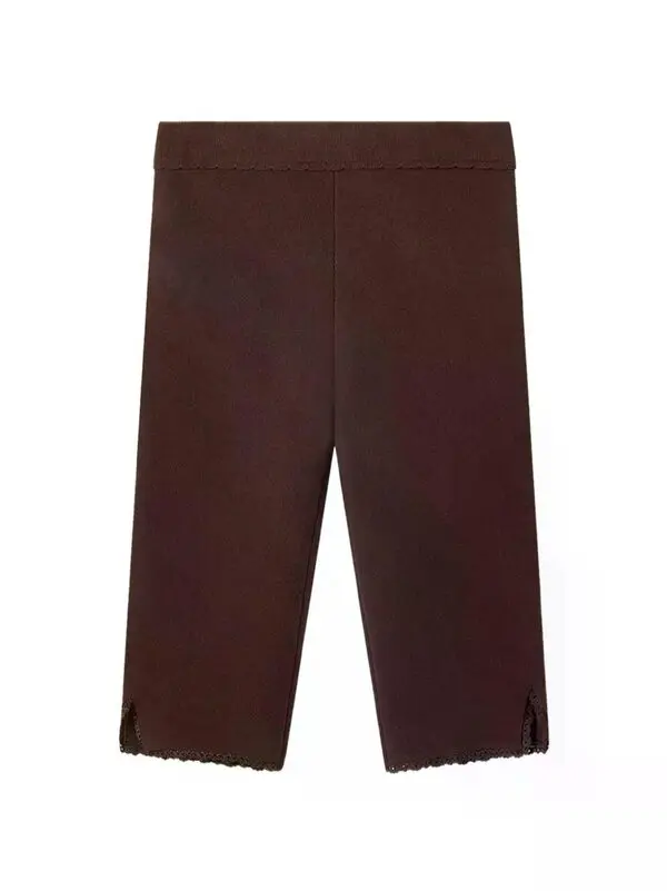 HOUSE OF SUNNY Crochet Trim Side Slit Trousers - Brown