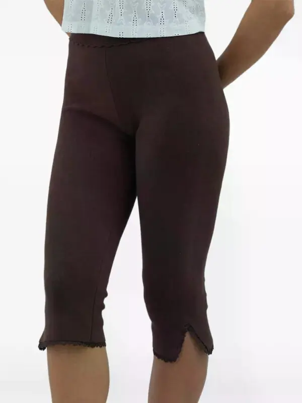 HOUSE OF SUNNY Crochet Trim Side Slit Trousers - Brown