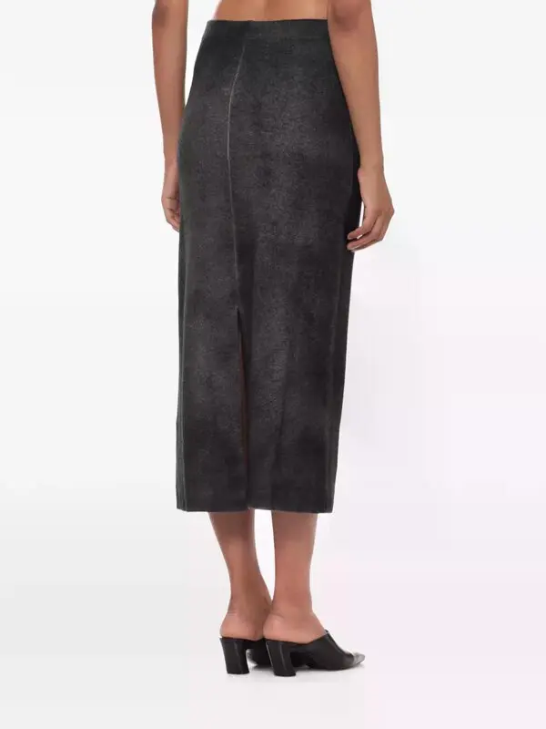 Avant Toi Fine-knit Rear-slit Midi Skirt - Grey