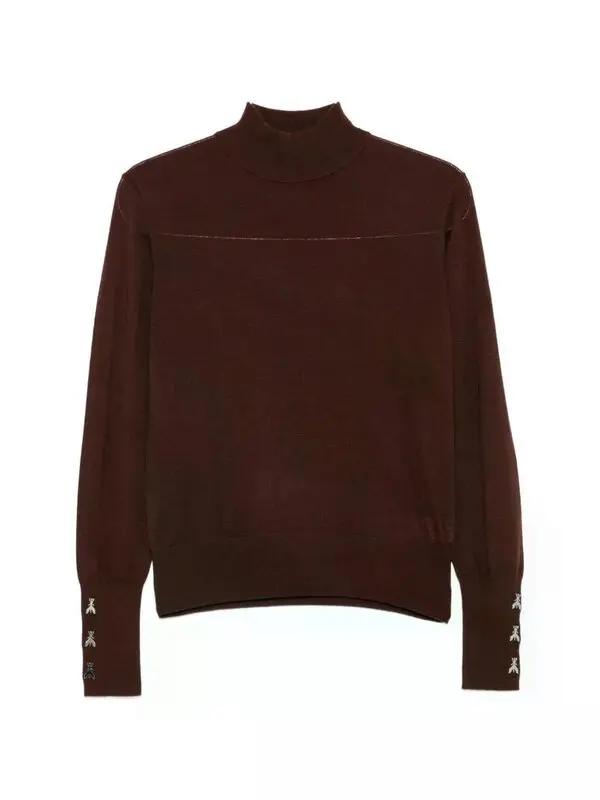 Patrizia Pepe Embellished Turtleneck Knit - Brown