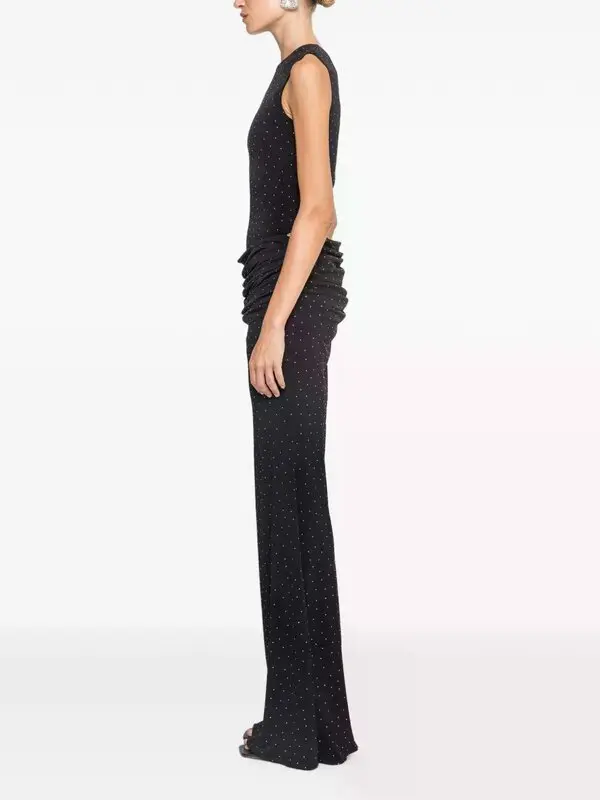 NISSA Rhinestone Embellished Maxi Dress - Black