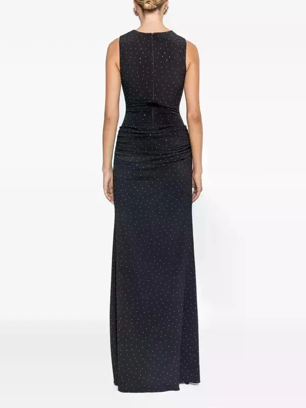 NISSA Rhinestone Embellished Maxi Dress - Black