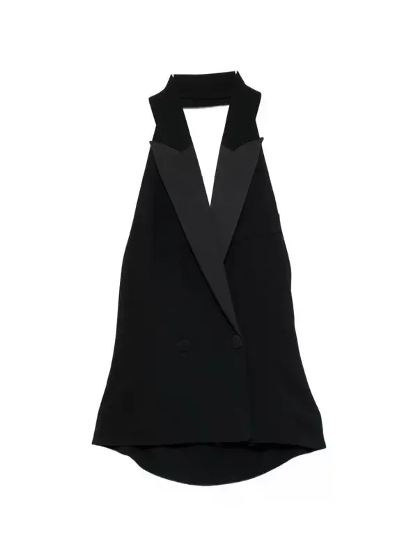 Patrizia Pepe Tuxedo-style Satin-lapel Top - Black