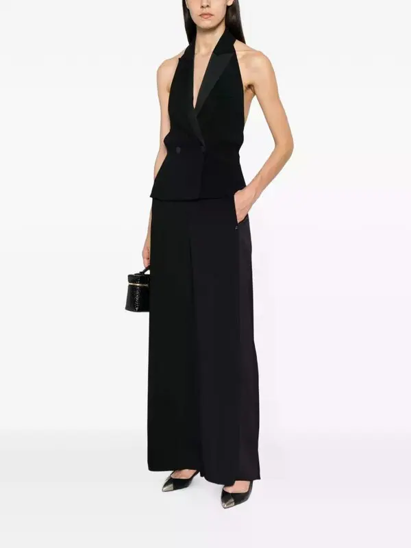 Patrizia Pepe Crepe Halter Neck Top With Satin Lapels