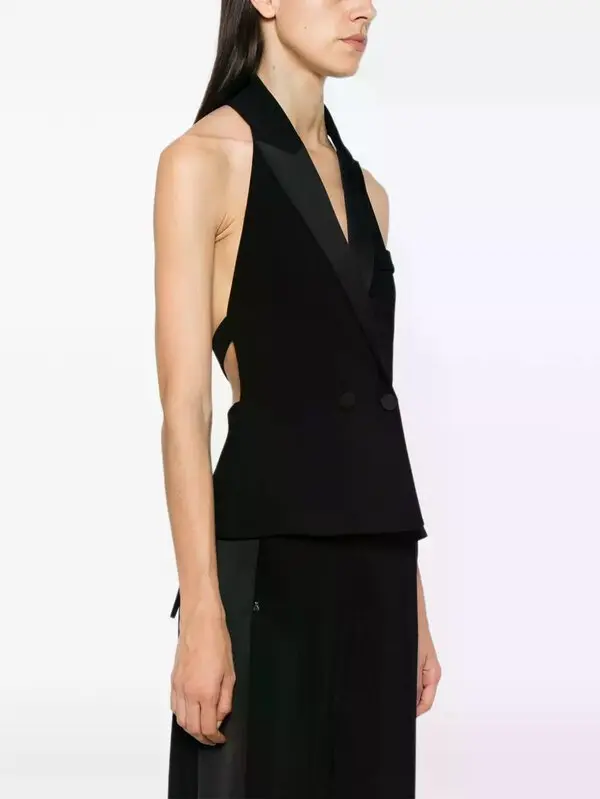 Patrizia Pepe Crepe Halter Neck Top With Satin Lapels