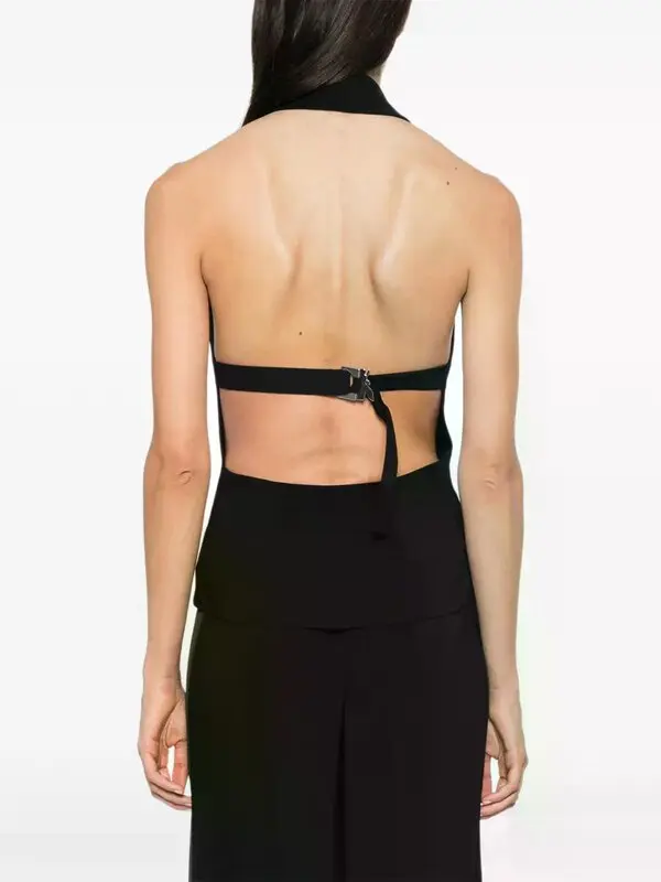 Patrizia Pepe Crepe Halter Neck Top With Satin Lapels