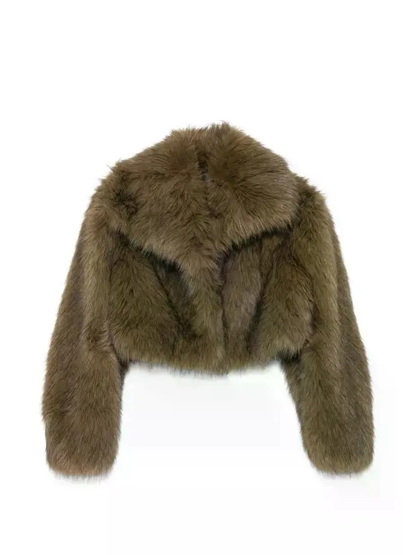 Patrizia Pepe Faux-fur Cropped Jacket - Green