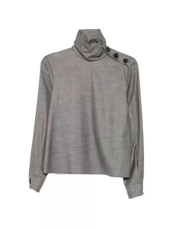 Patrizia Pepe High-neck Blouse With Button Detail - Grey