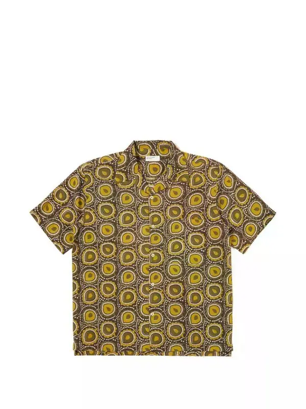 Universal Works Camp Olive-print Short-sleeve Shirt - Green