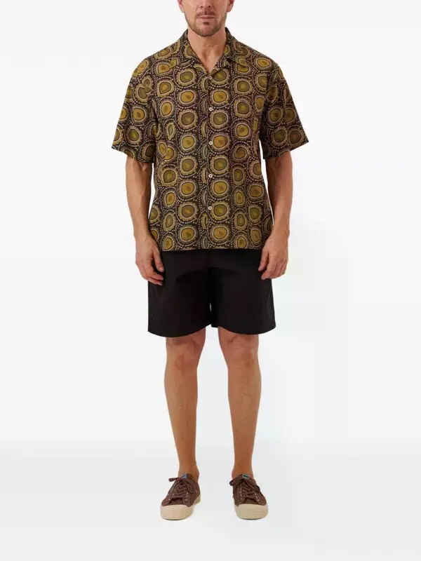 Universal Works Camp Olive-print Short-sleeve Shirt - Green