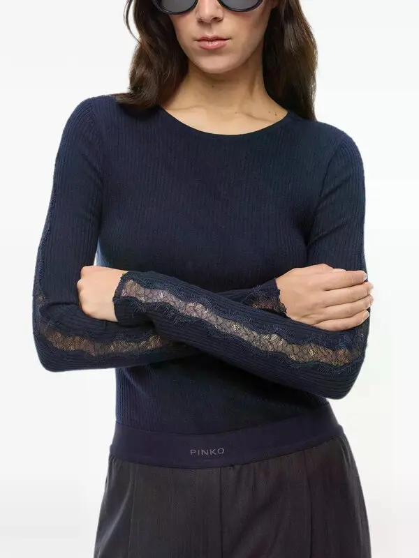 Pinko Ribbed Sweater With Lace
