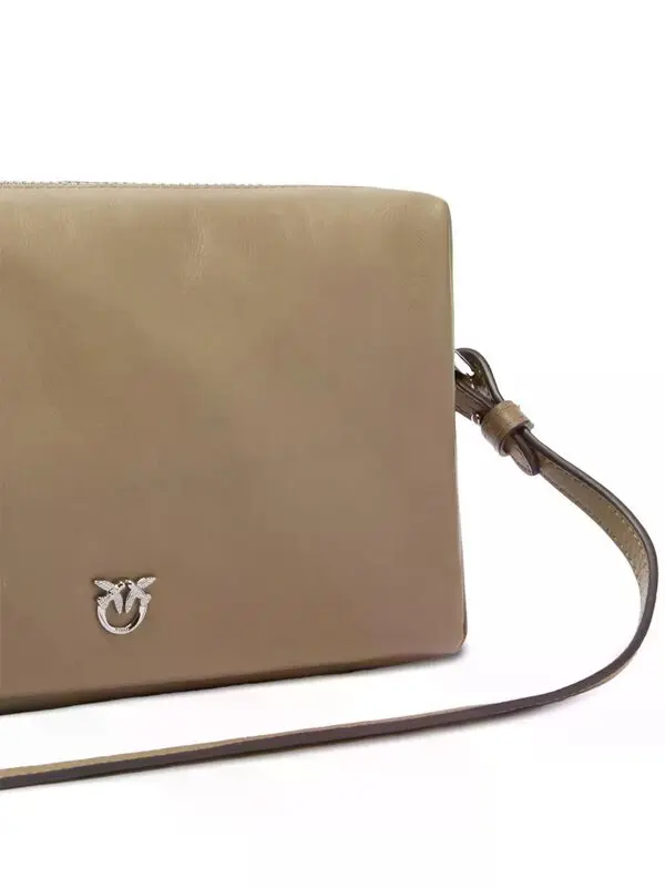 Pinko Love Birds Leather Shoulder Bag - Neutrals
