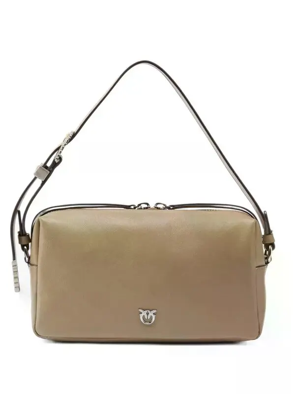 Pinko Love Birds Leather Shoulder Bag - Neutrals