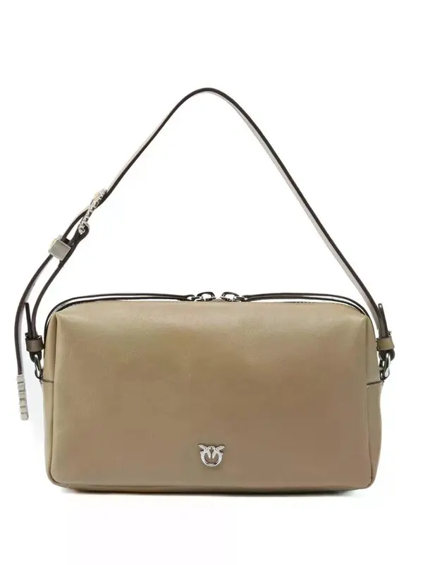 Pinko Love Birds Leather Shoulder Bag - Neutrals