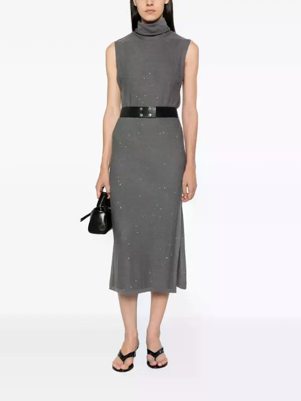Patrizia Pepe Belted Sequin Embellished Dress - Grey