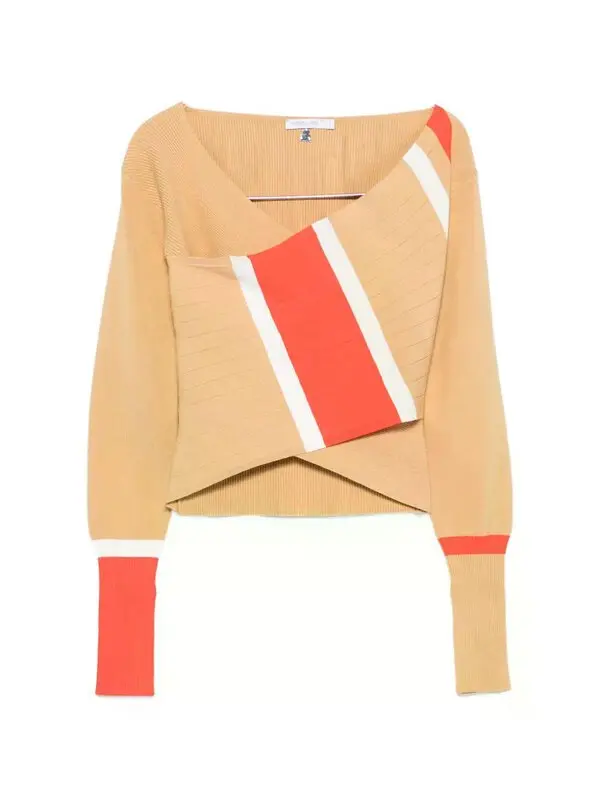 Patrizia Pepe Colour-block Wrap-front Knit - Neutrals
