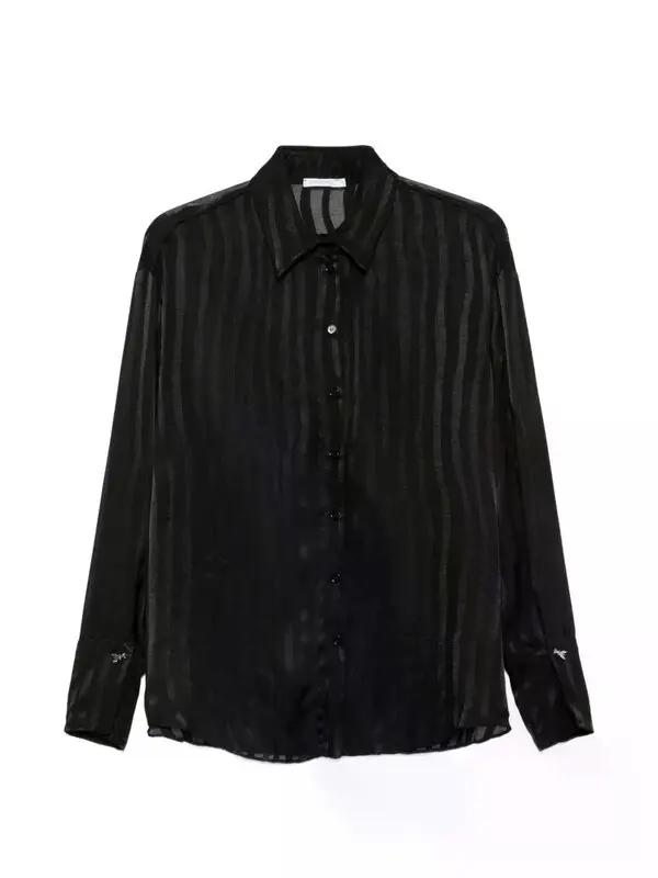 Patrizia Pepe Dévoré Vertical Stripe Shirt - Black