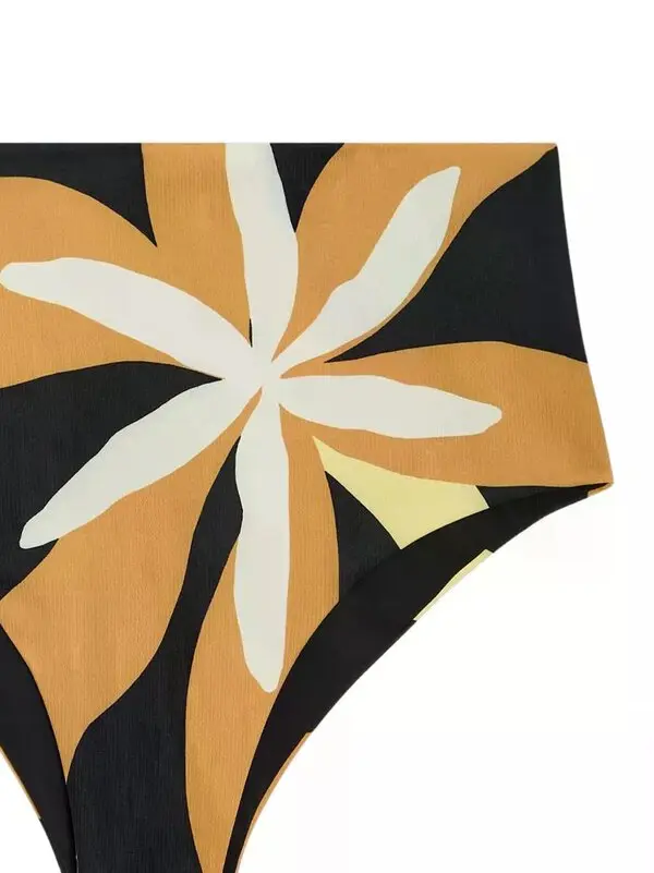 CALA DE LA CRUZ Elisa High-waisted Floral Bikini Bottoms - Black