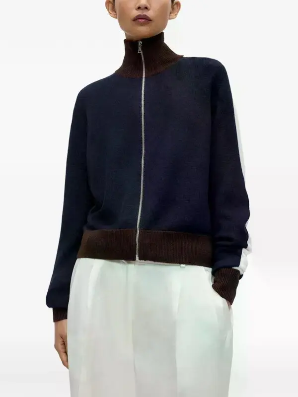 CORDERA Zip-up Colour-block Cardigan