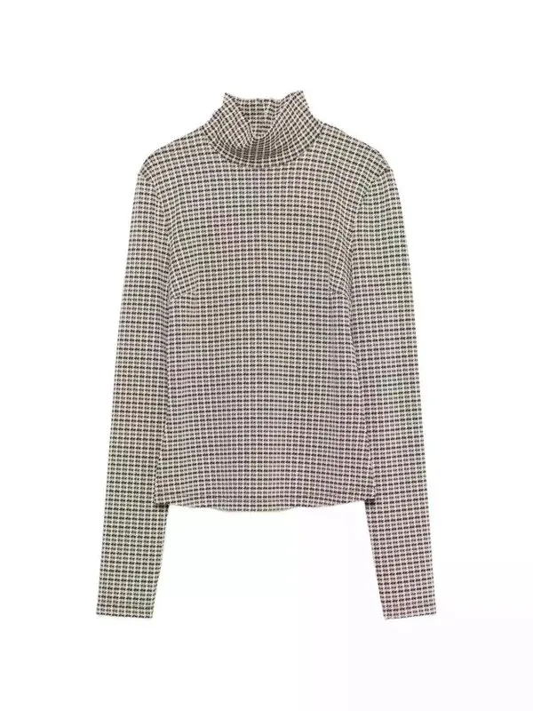 Patrizia Pepe Micro-check High-neck Top - Neutrals