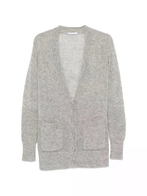 Patrizia Pepe Fine Knit V-neck Cardigan - Grey