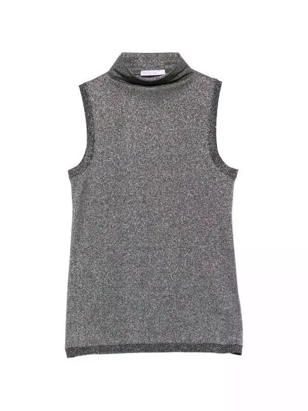 Patrizia Pepe High-neck Sleeveless Top With Lurex Finish