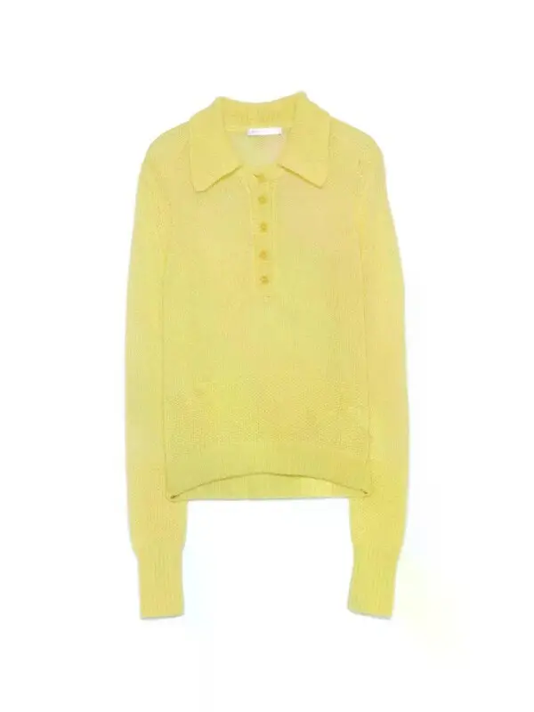 Patrizia Pepe Open-knit Buttoned Sweater - Yellow