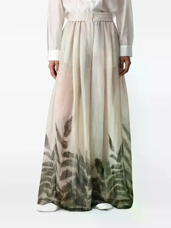 VICOLO Leaf-print Palazzo Pants - Neutrals