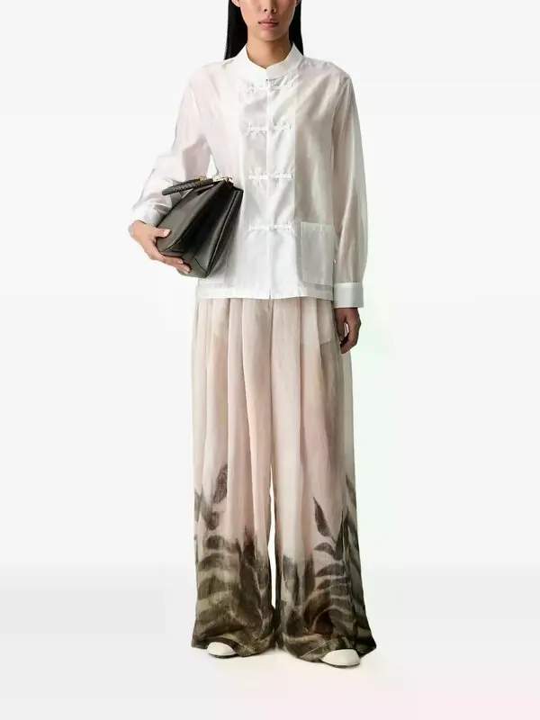 VICOLO Leaf-print Palazzo Pants