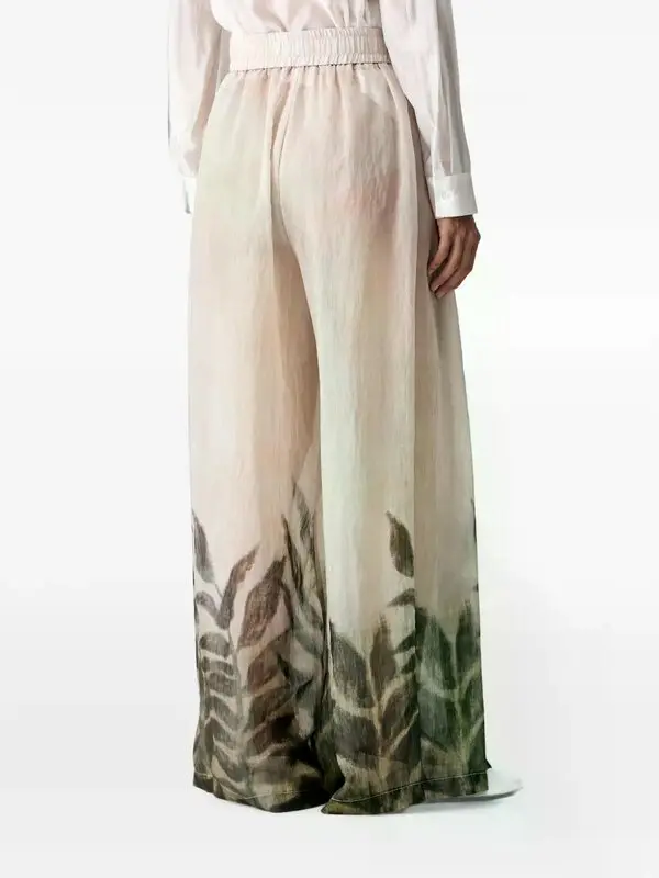 VICOLO Leaf-print Palazzo Pants