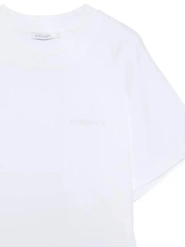 Patrizia Pepe Logo Embroidered Wide Sleeve T-shirt - White