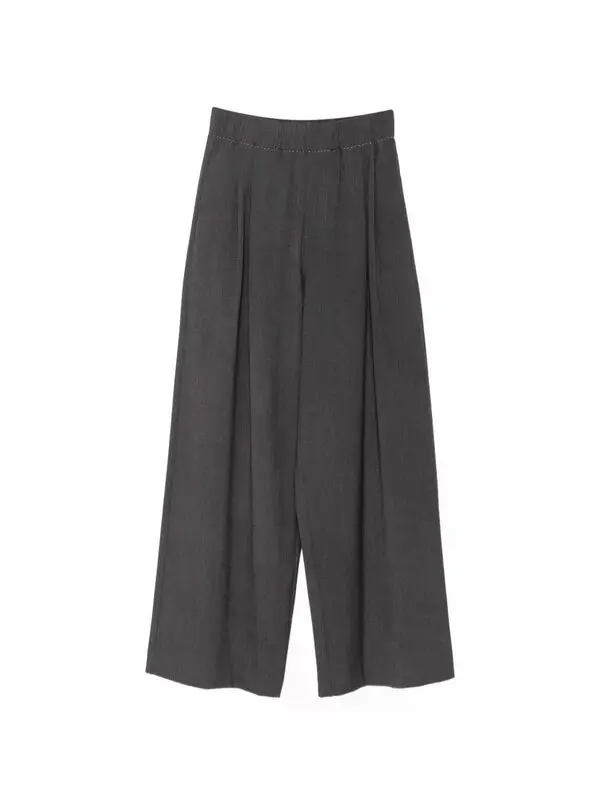 ELEH Pleated Wide-leg Trousers - Grey