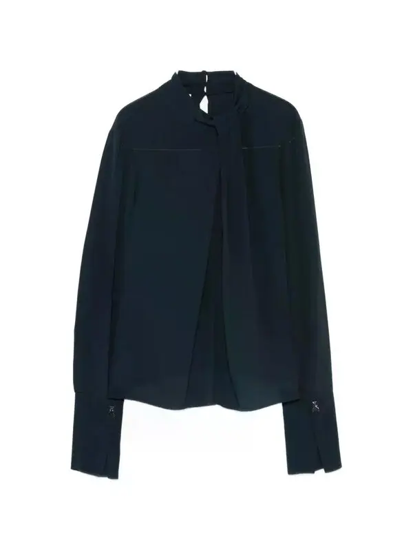 Patrizia Pepe Draped-collar Long-sleeve Blouse