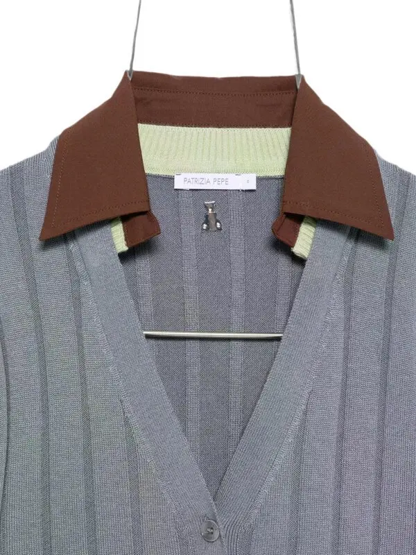 Patrizia Pepe Ribbed Knit Color-block Cardigan