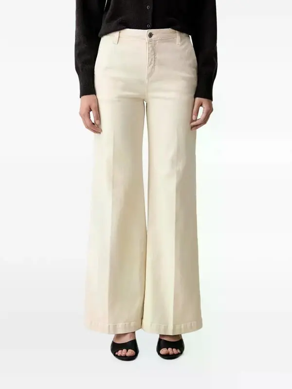VICOLO Logo-patch Flared Jeans - Neutrals