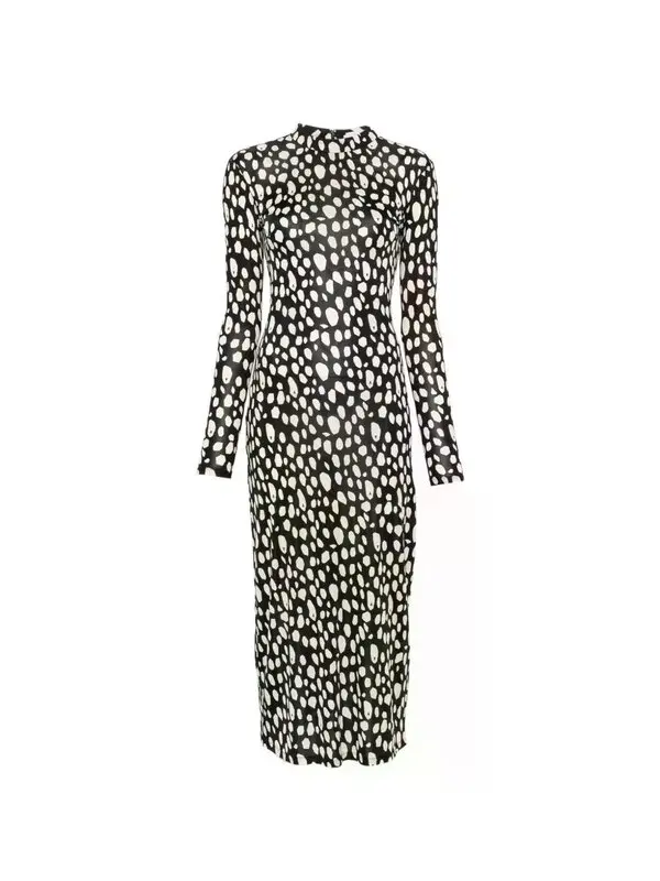 Patrizia Pepe Graphic Print High Neck Long Sleeve Dress