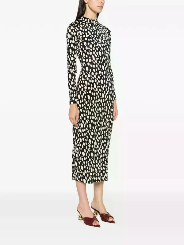Patrizia Pepe Graphic Print High Neck Long Sleeve Dress