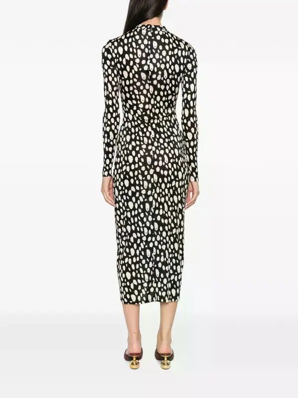 Patrizia Pepe Graphic Print High Neck Long Sleeve Dress